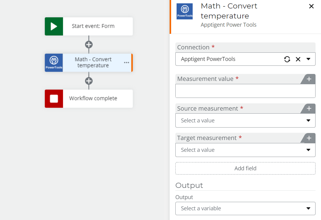 Convert Temperature Powertools Workflow Automation Plugin