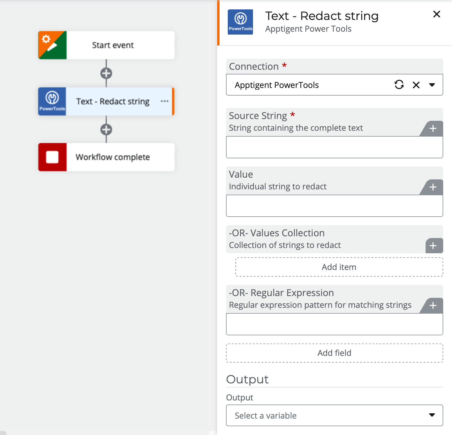 Redact String Powertools Workflow Automation Plugin