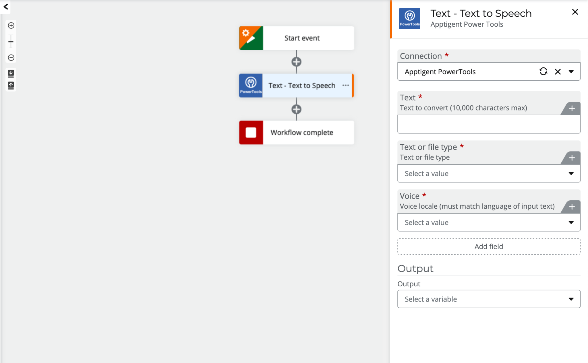Text To Speech | PowerTools | Workflow Automation Plugin