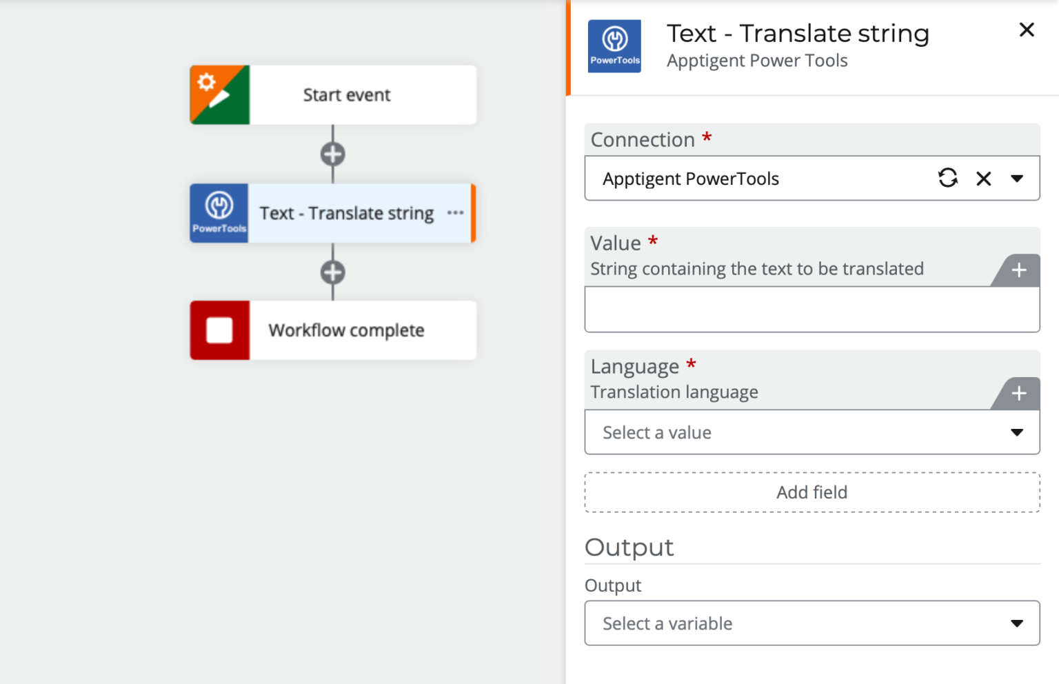 Translate String | PowerTools | Workflow Automation Plugin
