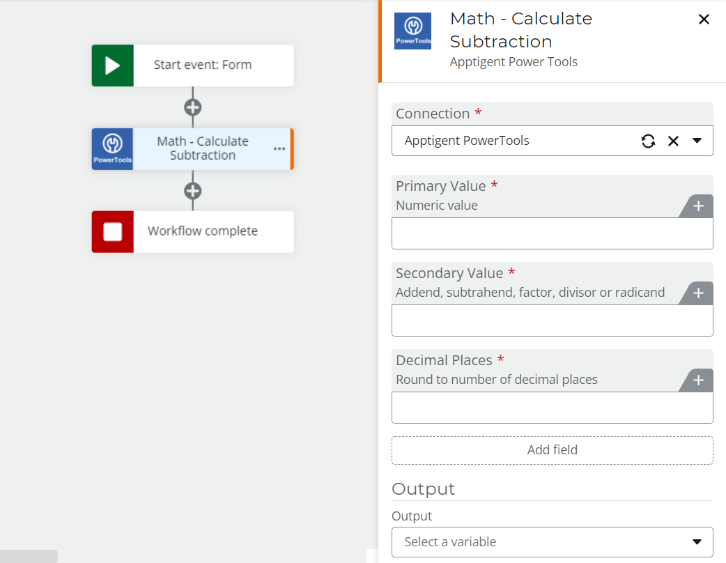 Calculate Subtraction Powertools Workflow Automation Plugin