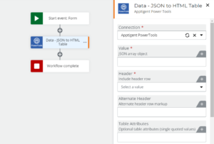 Convert a JSON array to an HTML table | PowerTools | Automation Plugin