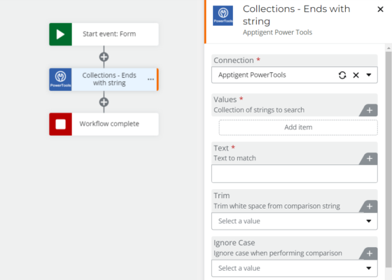 Ends With String Function Powertools Workflow Automation Plugin