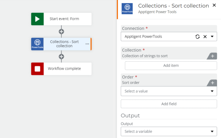 Sort Collection Function Powertools Workflow Automation Plugin