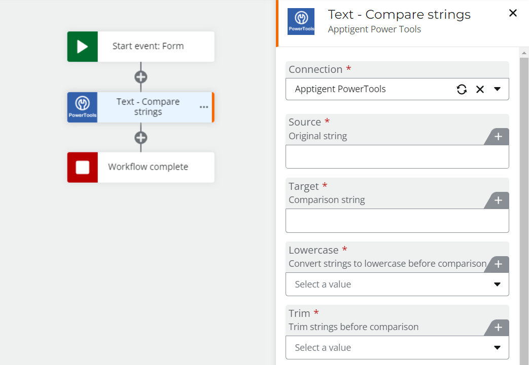 Compare Strings Powertools Workflow Automation Plugin