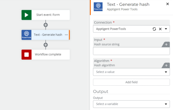 Generate Hash | PowerTools | Workflow Automation Plugin