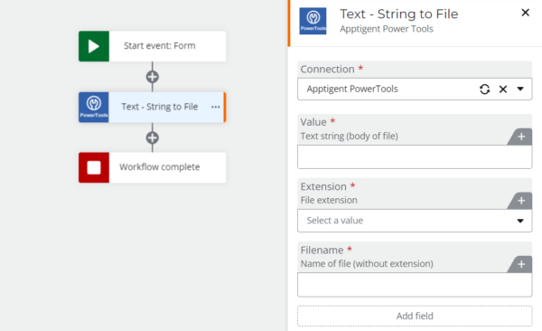 String To File Powertools Workflow Automation Plugin